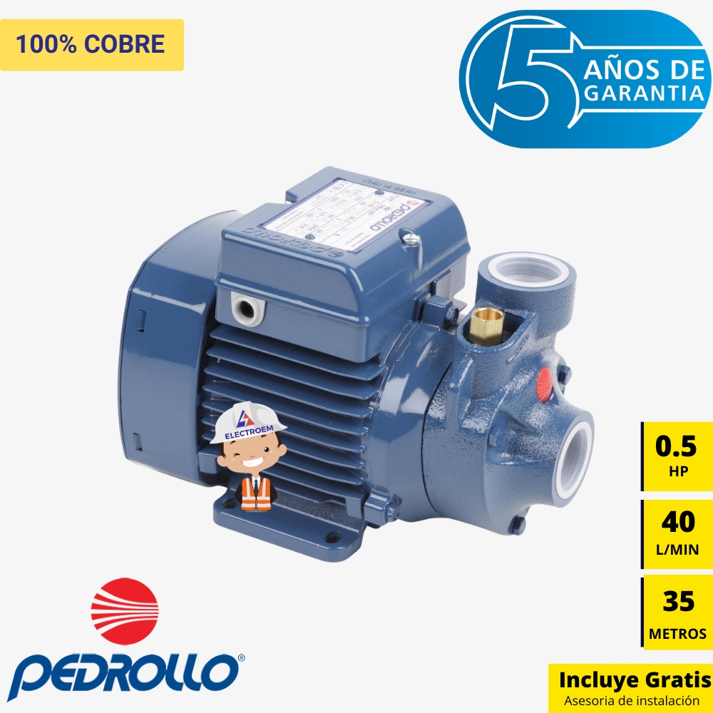 Electrobomba Pedrollo Periférica 0.5 HP PKM60 40L/min-38m - Electroem Perú