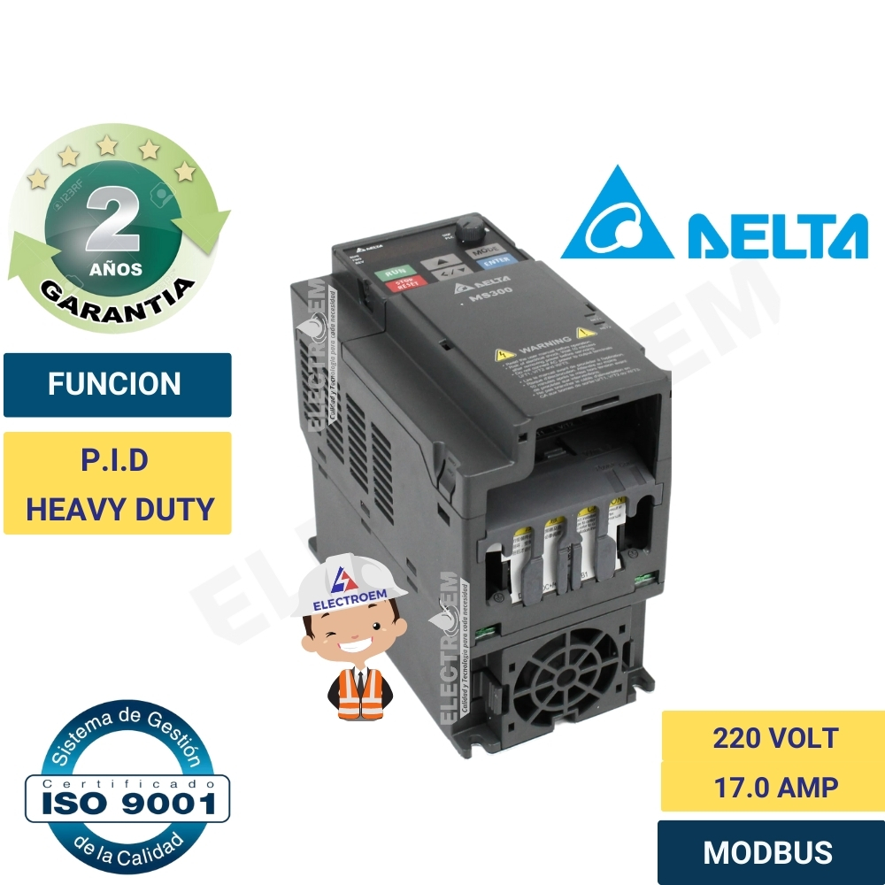 Variador Delta MS300 de 4.0KW-5.5HP, 220VAC Trifásico 17.0 Amp ...