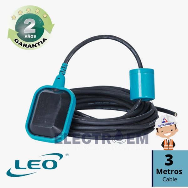 Automático de nivel, flotador eléctrico FLO-01B cable 3mt - Electroem Perú