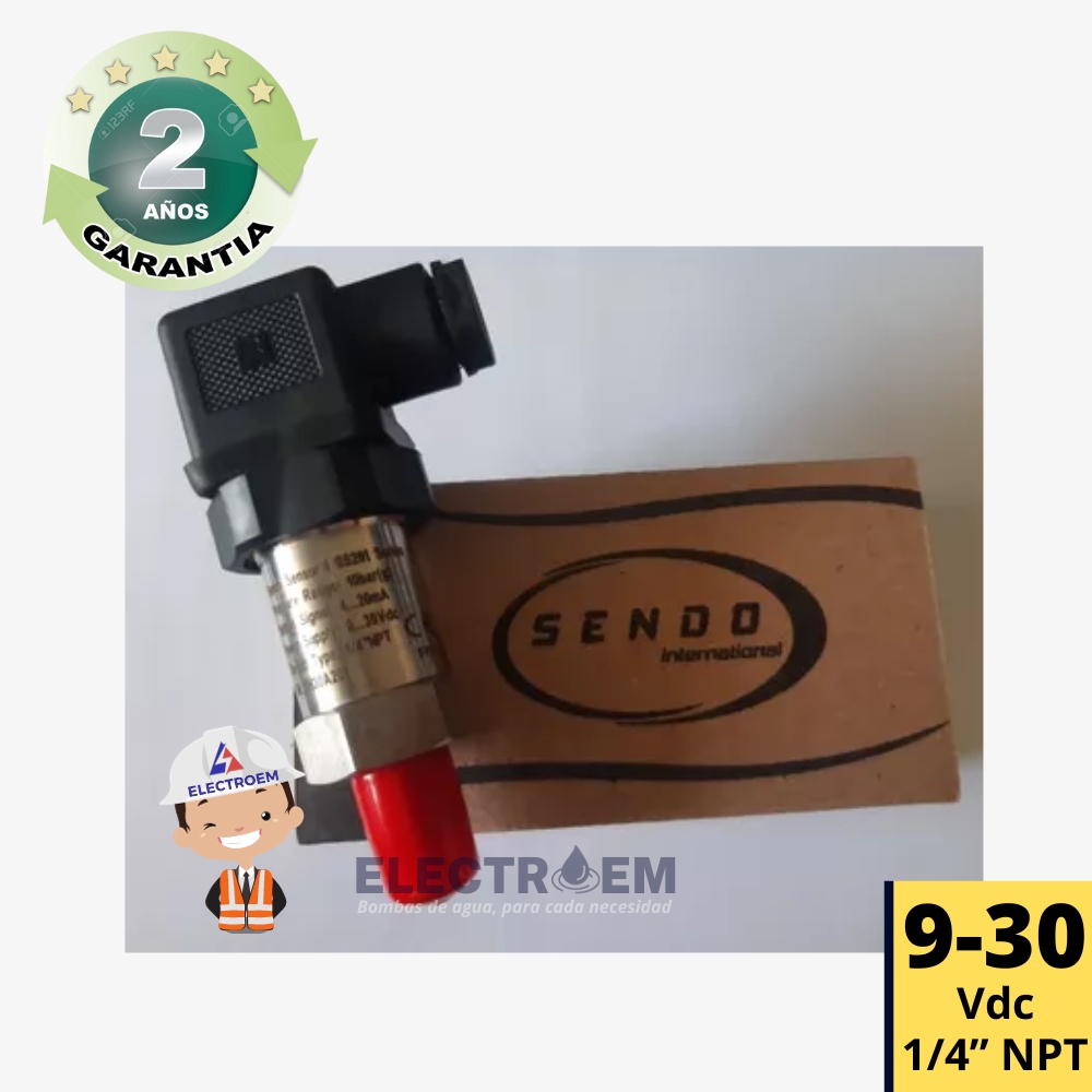 Sensor-Transmisor De Presion SS201-10BAR, 4-20Ma, 0-10Bar,9-30Vdc, 1/4Npt - Electroem Perú