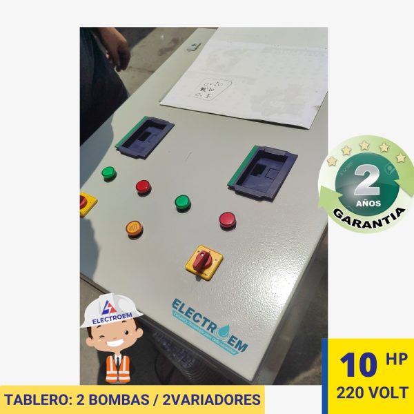 Tablero presión constante 2 Bombas- 2 Variadores 7.5.Kw 10Hp-220V - Electroem Perú
