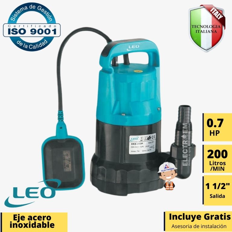 Bomba sumergible para drenaje agua sucia-limpia 0.75HP-200 L/Min - Electroem Perú