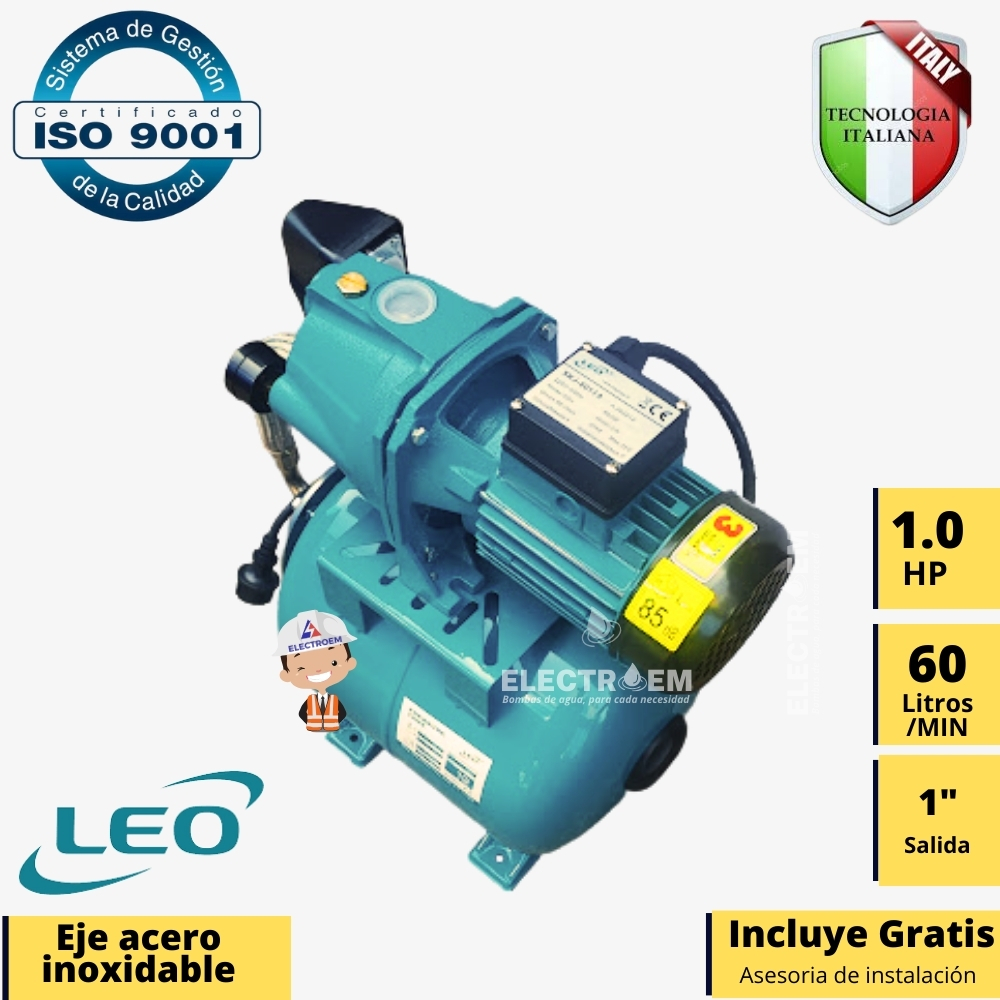 Bomba Jet Hidroneumática 19 litros, 1.0HP LEO modelo XKJ-801IA - Electroem Perú