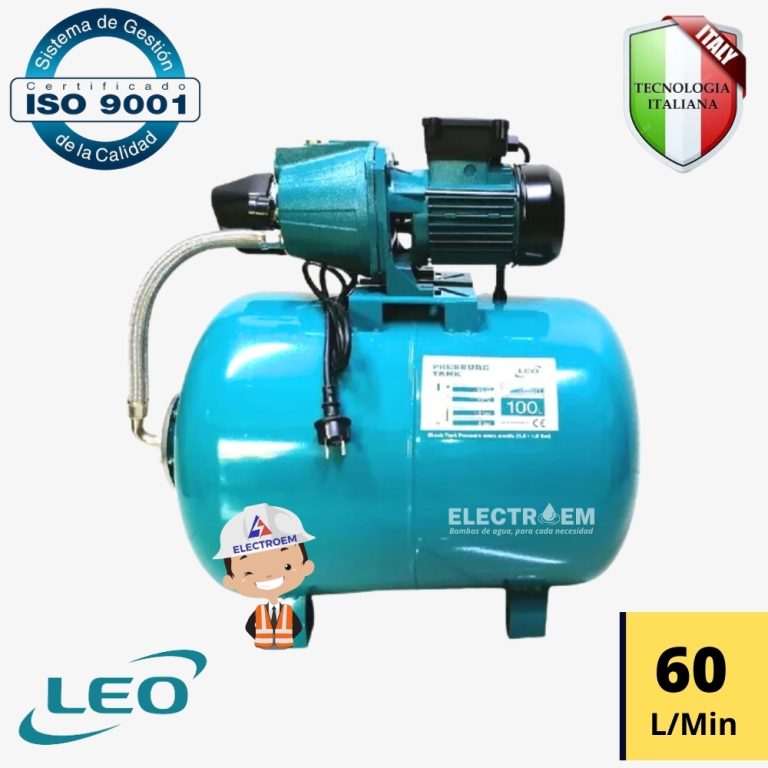 Bomba Jet Hidroneumática 100 litros, 1.5HP LEO modelo XKJ-1101IA - Electroem Perú
