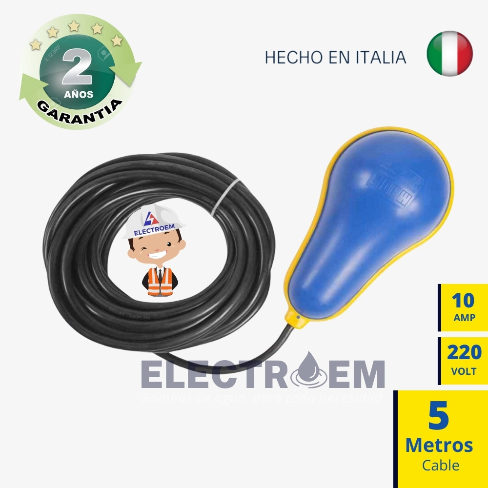 Automático de nivel, flotador eléctrico MAC5 cable 5mts-IP68 - Electroem Perú