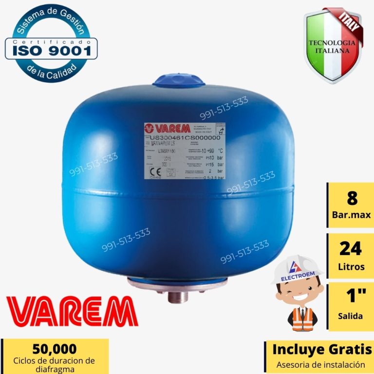 Tanque Hidroneumático VAREM Esférico 24 litros para Electrobomba - Electroem Perú
