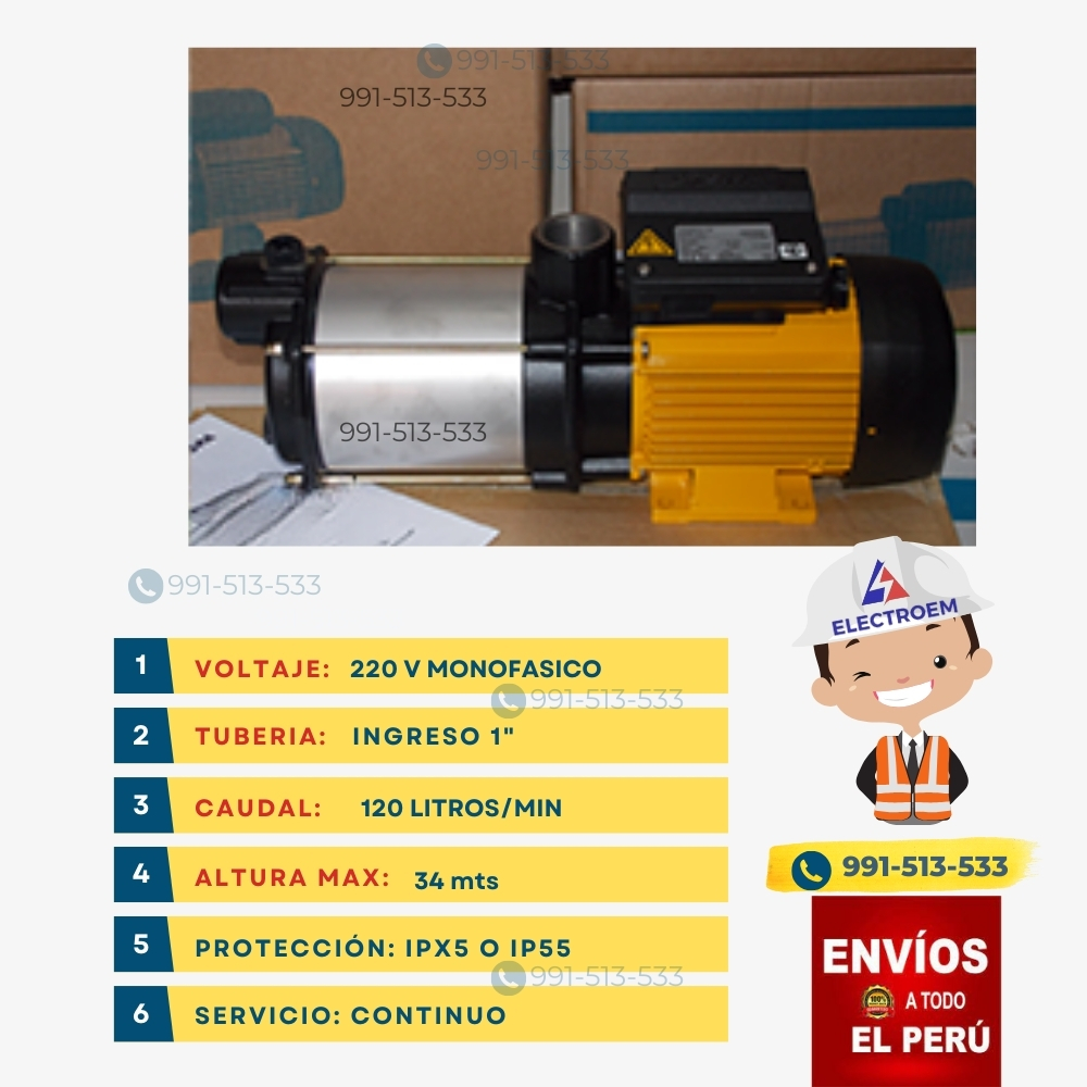 Electrobomba Multietapa ESPA PRISMA 25-2M DE 1.0 HP Monofásico 220v Silencioso. - Electroem Perú